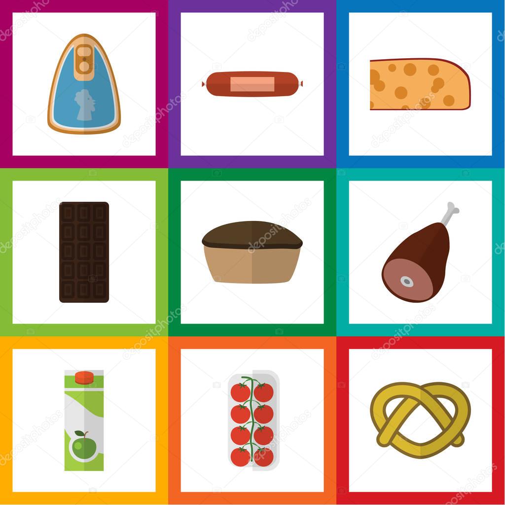 Conjunto de cocina plana de kielbasa, carne, pollo enlatado y otros ...