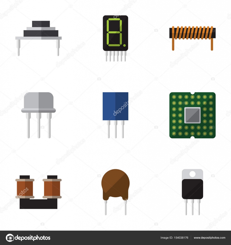 Flat Device Set Of Receiver, Receptacle, Resist And Other Vector Objects. Also Includes ...