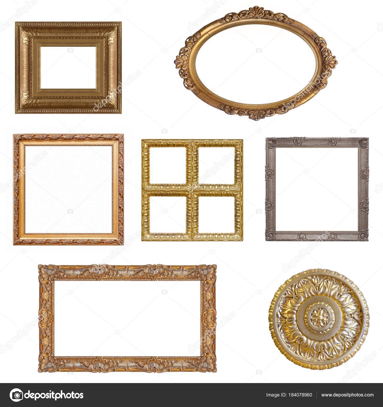 Set Gilded Gold Silver Frames Isolated White — Stock Photo © Prokrida ...