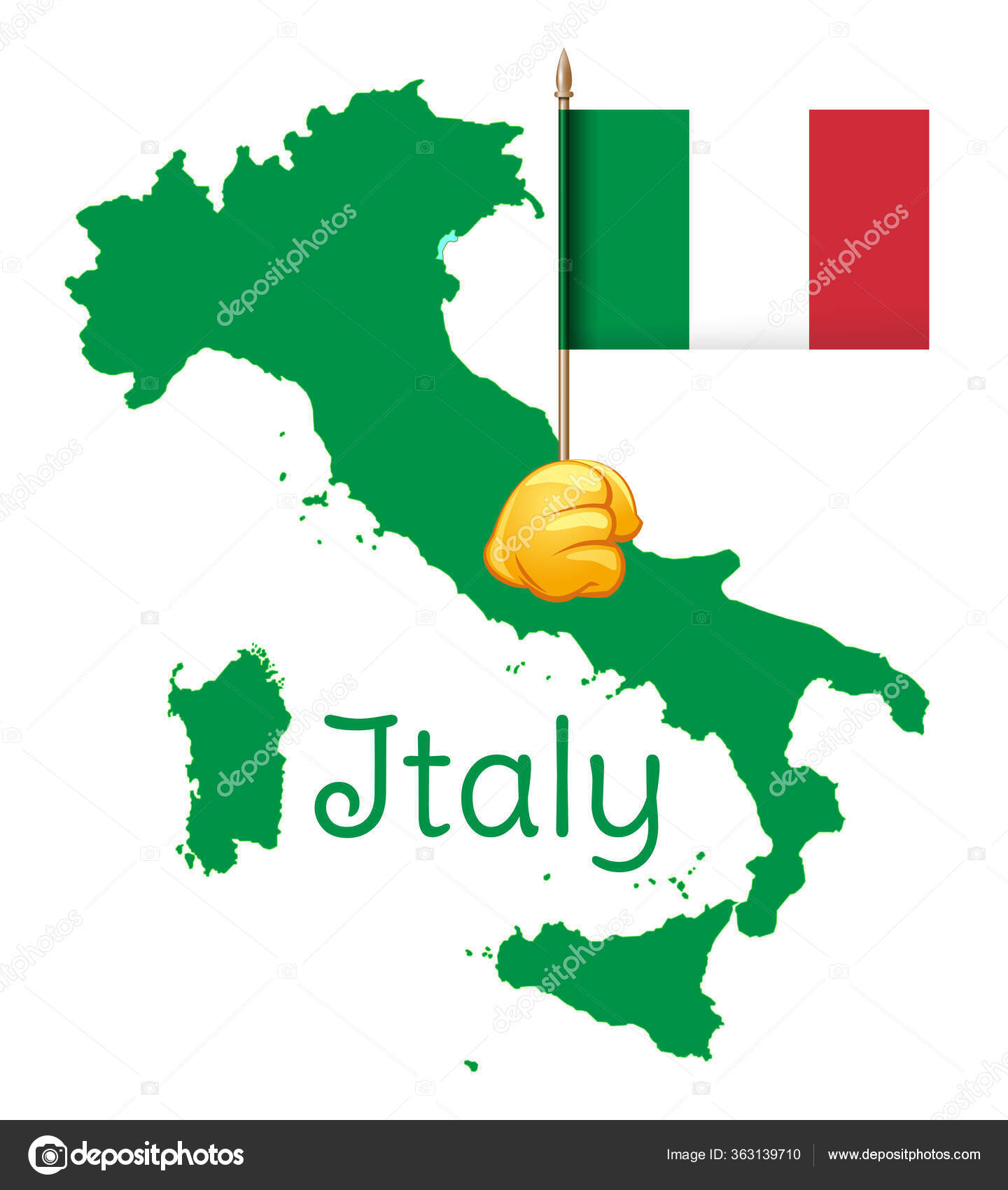 Hand Italian Flag Italy Map Background Flag Italian Republic Italian ...