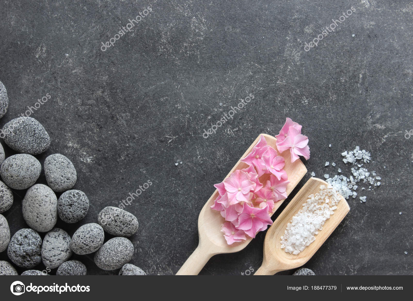 Dark Spa background with pebbles and flowers Stock Photo by ©Karneg ...