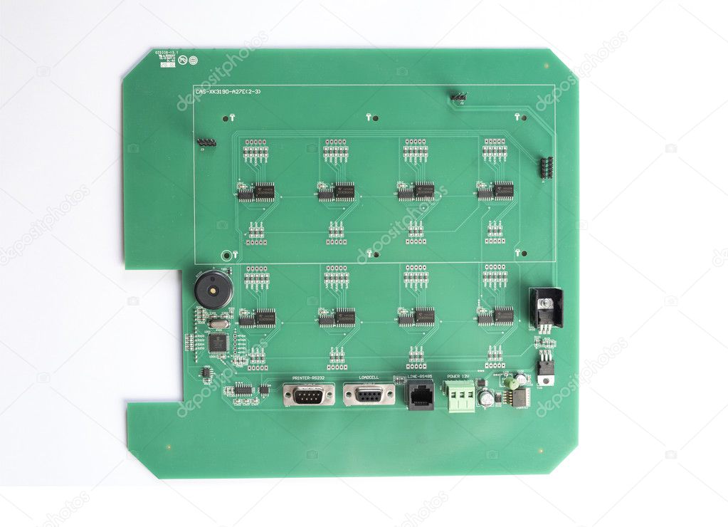 Electronic PCB board on white background — Stock Editorial Photo ...