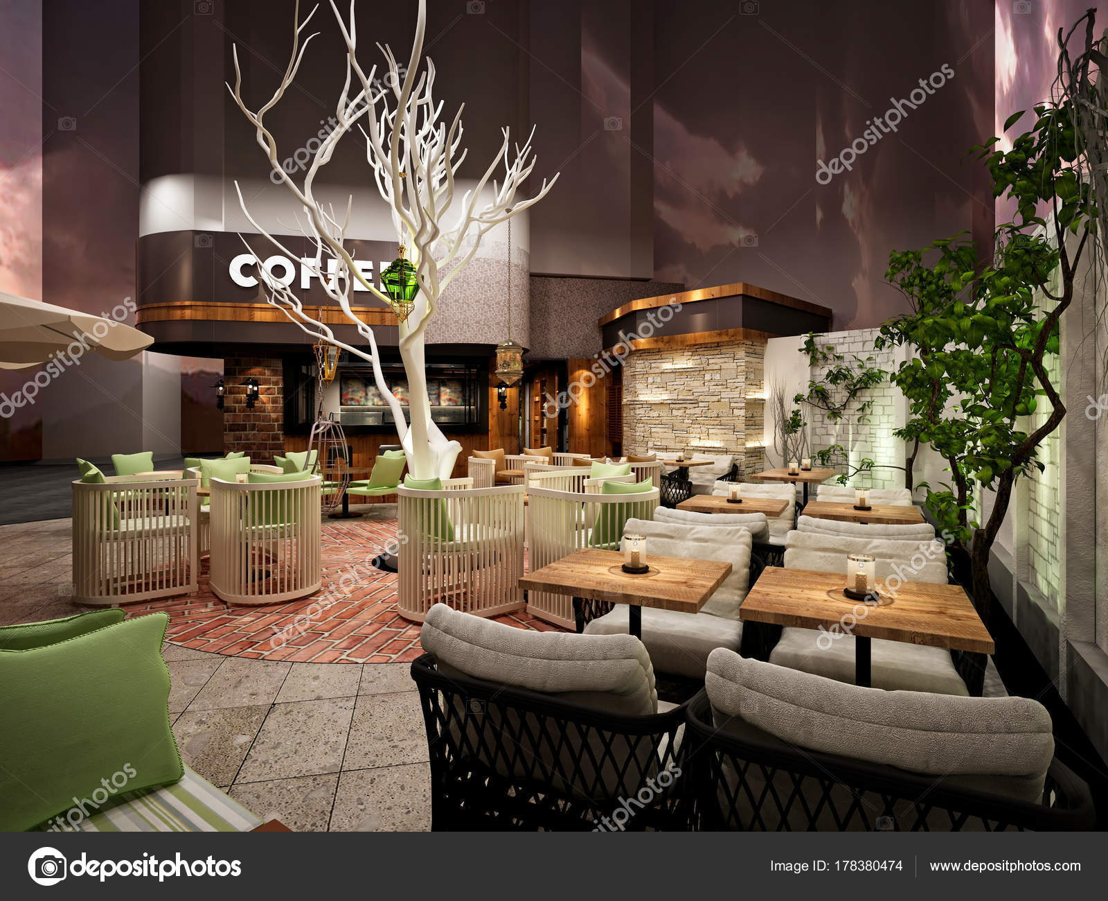 Renderizado Cafetería: fotografía de stock © mtellioglu #178380474 ...