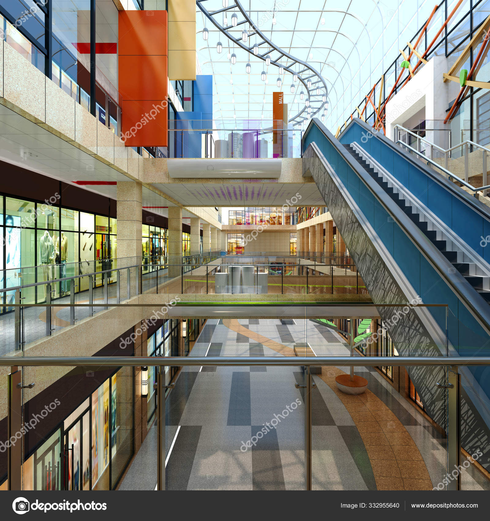 Shopping Mall Interior Render