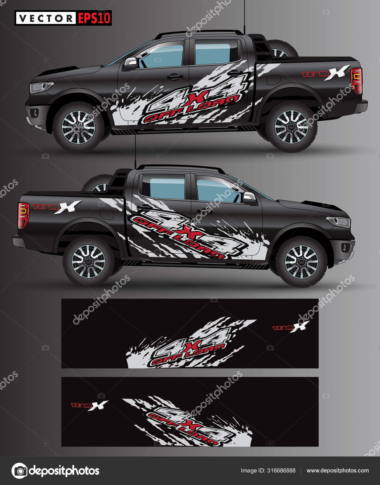 4 wheel drive truck and car graphic vector. abstract lines with Stock ...