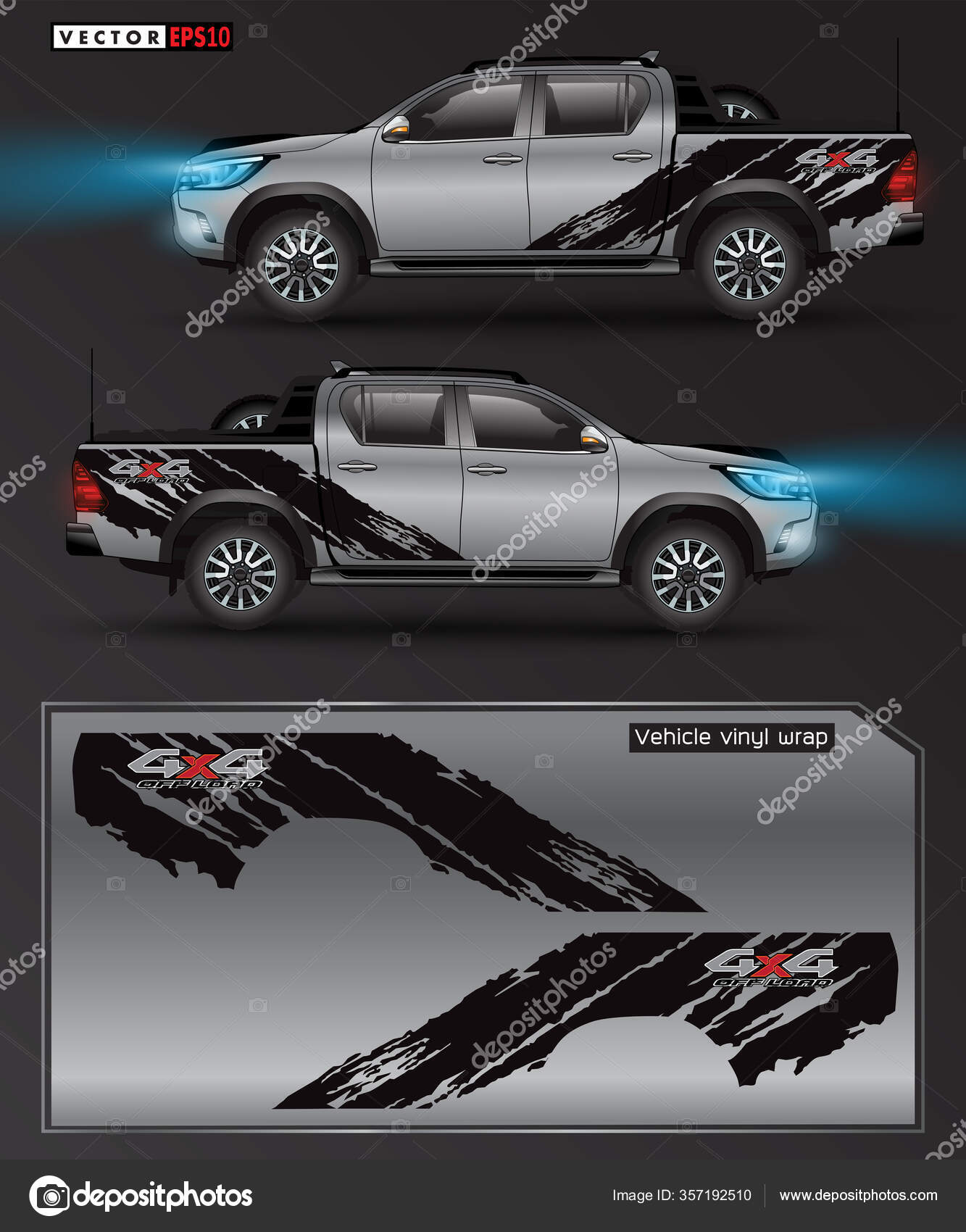 Wheel Drive Truck Car Graphic Vector Abstract Lines Black Background ...