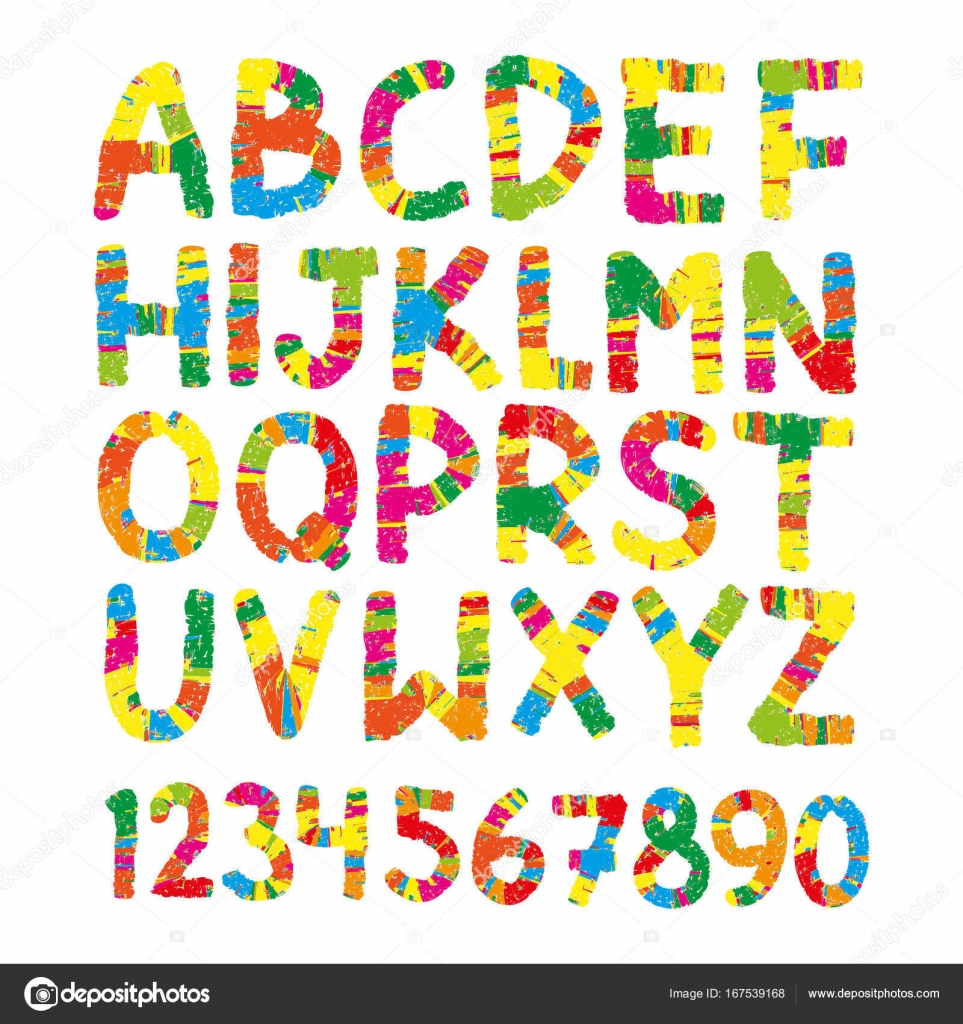 Color pencil font. Hand drawn letters, — Stock Vector © Kahovsky #167539168