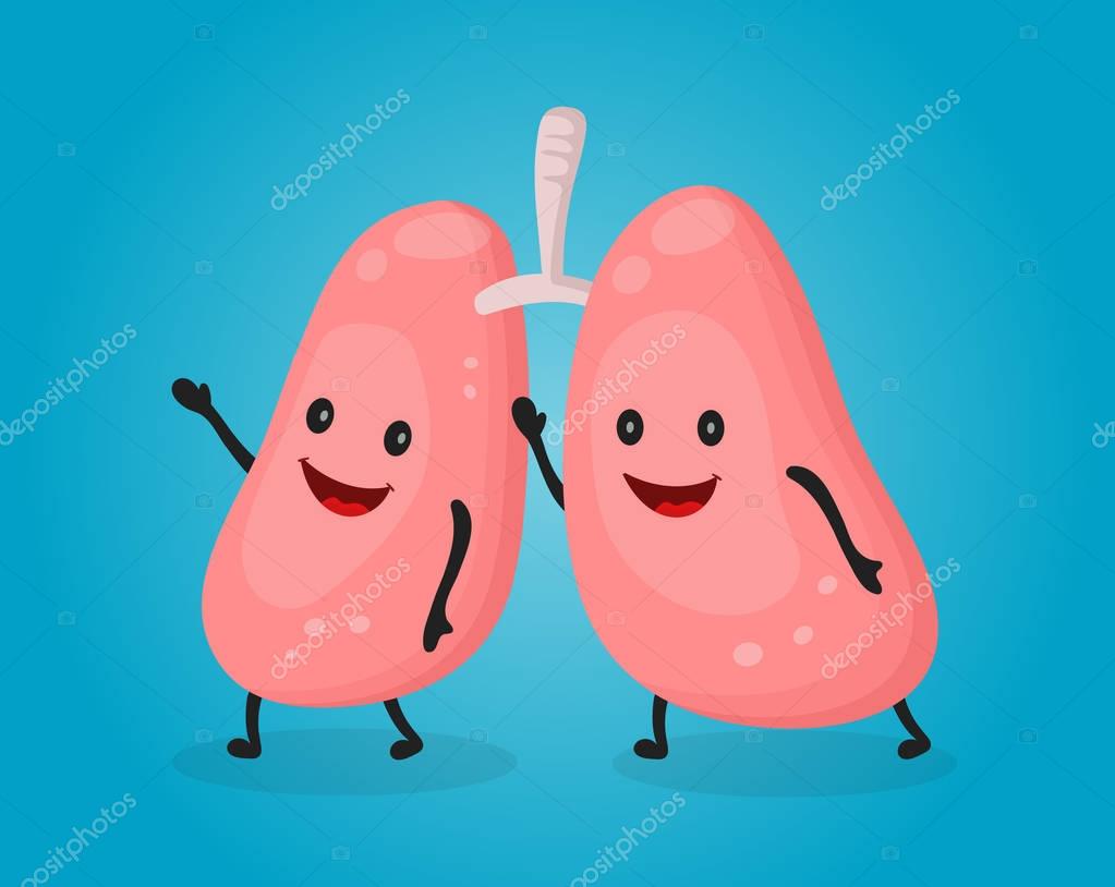 Felices y divertidos pulmones. Vector dibujos animados planos Vector de ...