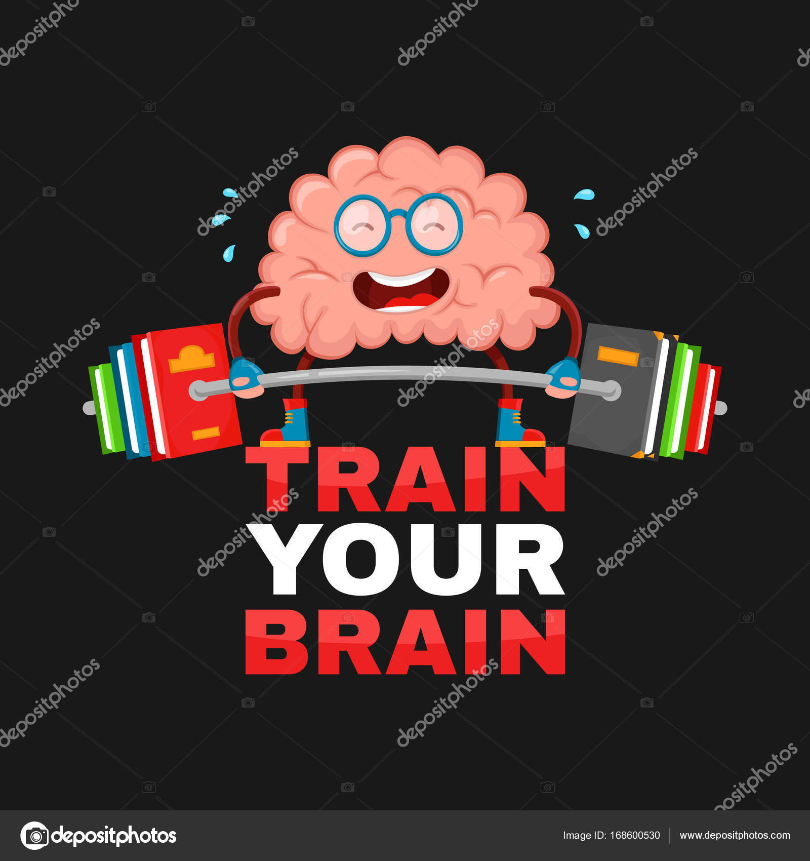 Train your brain. brain vector cartoon flat Stock Vector Image by ...