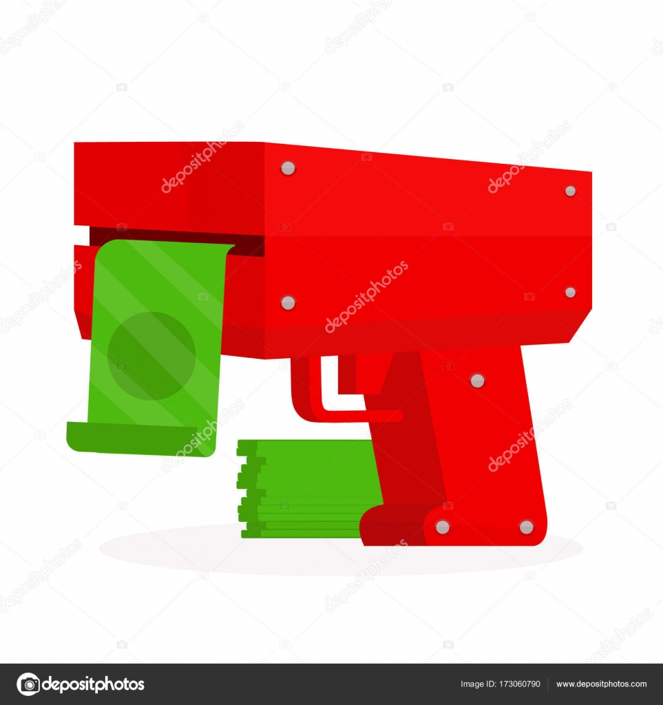 Cash Machine Gun. Vector flat cartoon Stock Vector by ©Kahovsky 173060790