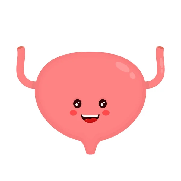 Cute happy and sad sick funny human bladder organ character. Vector ...