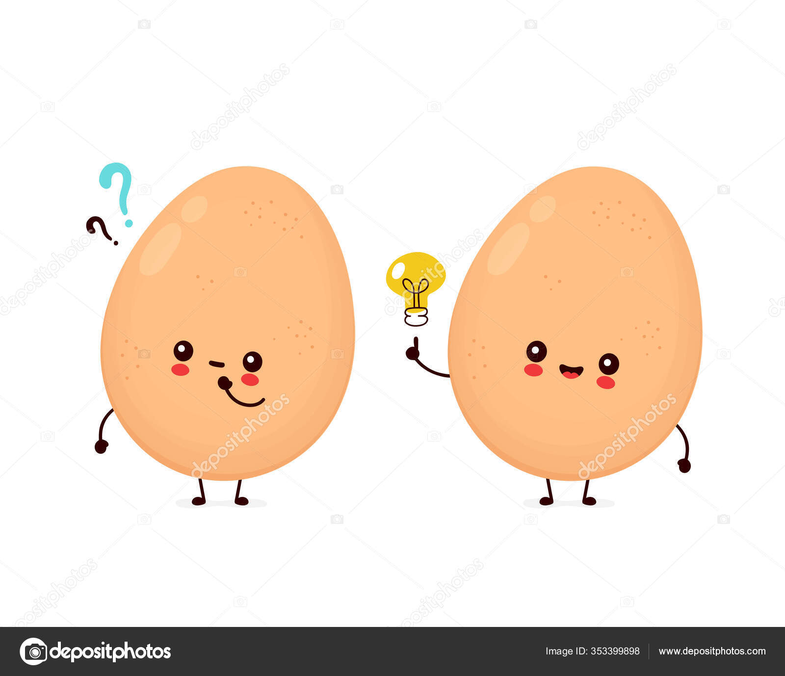 Cute happy chicken egg with question and lightbulb Stock Vector Image ...