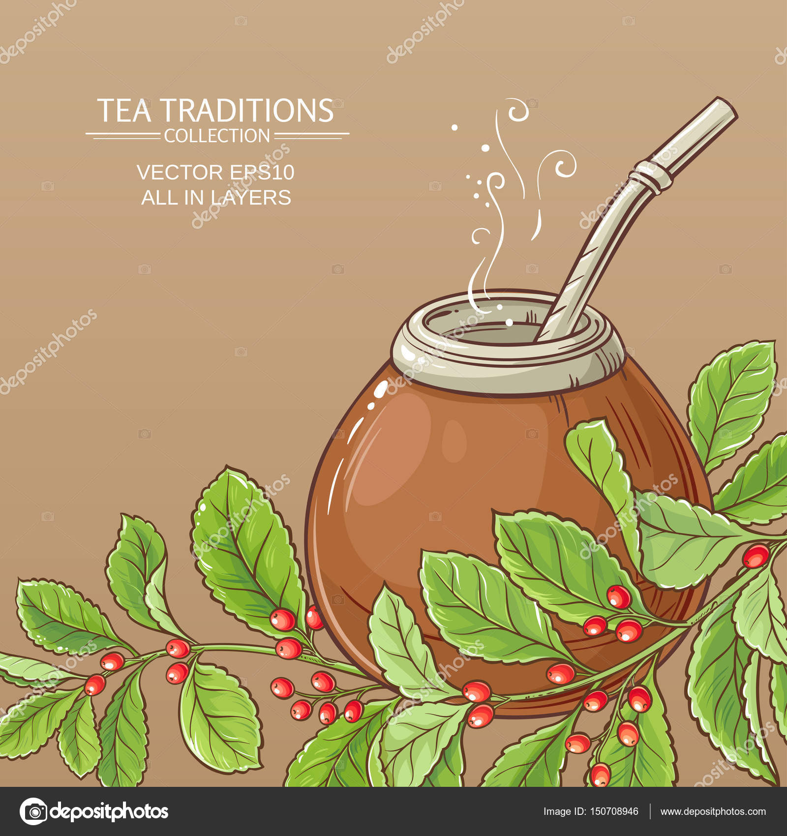 Mate tea in calabash Stock Vector Image by ©cuttlefish84 #150708946
