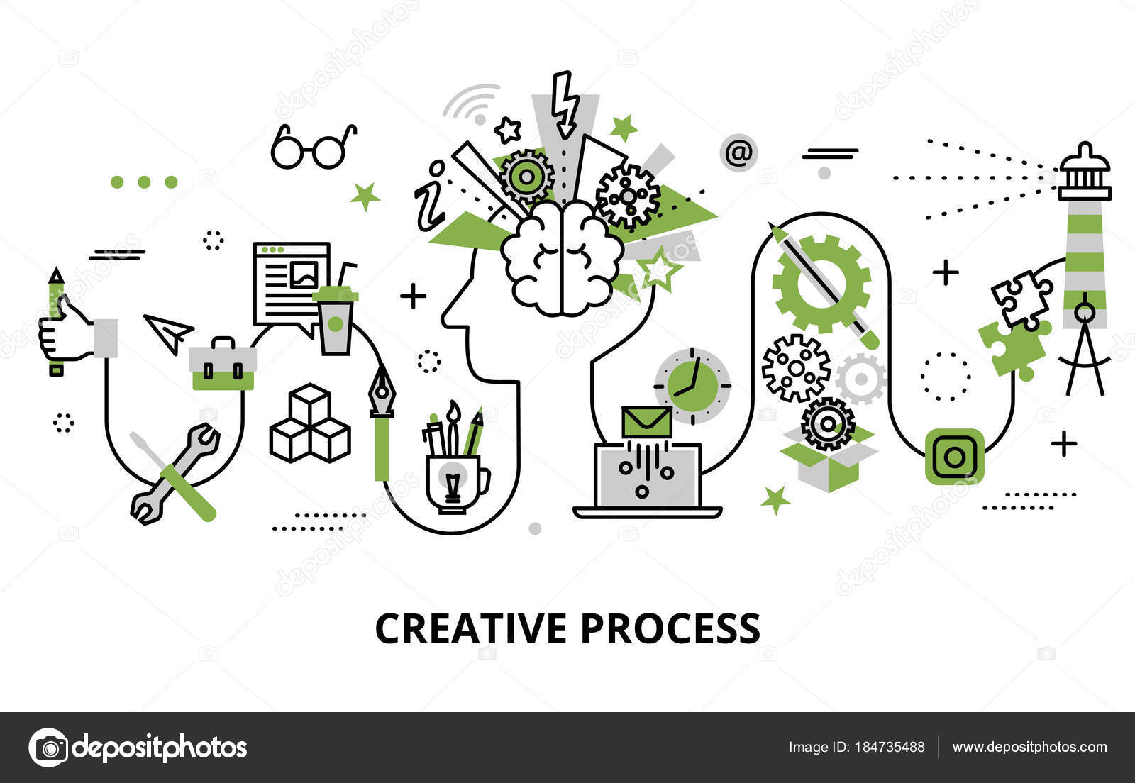 Concept of creative process, defining and research problem Stock Vector ...