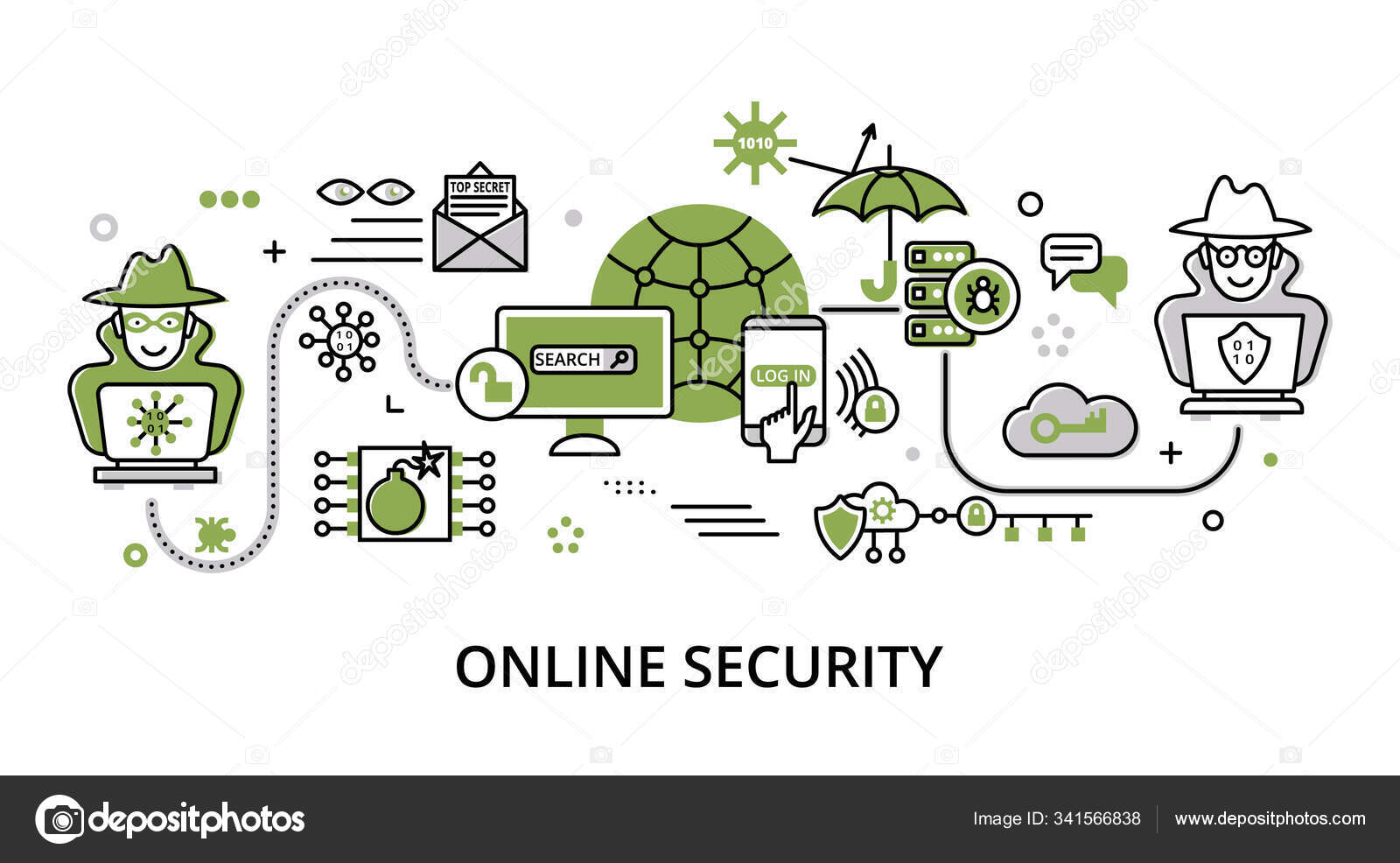 Concept of online security, network protection and secure online Stock ...