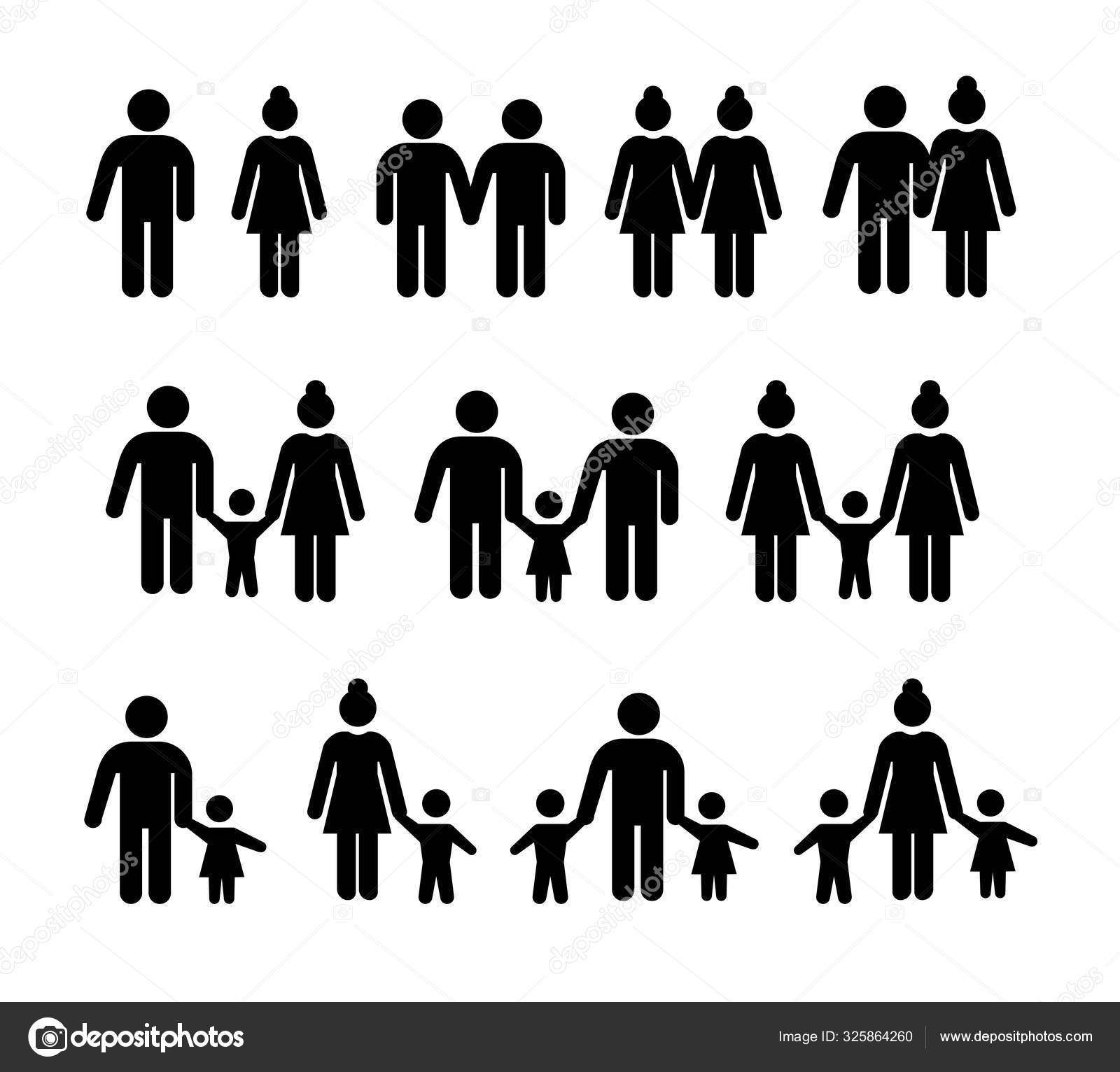 Stick People Different Poses Isolated White Background Set Different ...