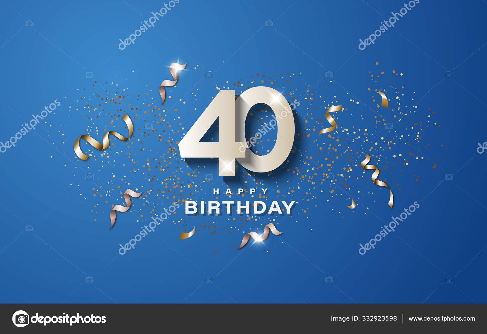 40Th Birthday White Numbers Blue Background Happy Birthday Banner ...