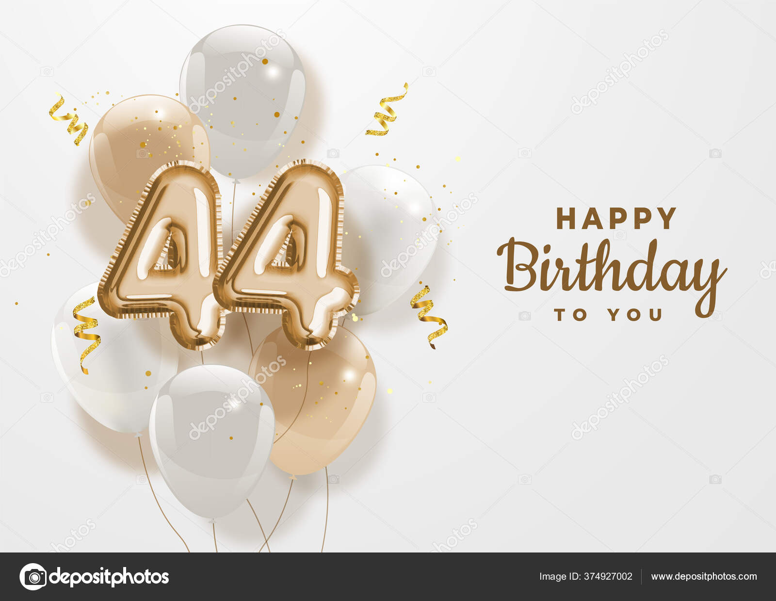 Happy 44Th Birthday Gold Foil Balloon Greeting Background Years ...