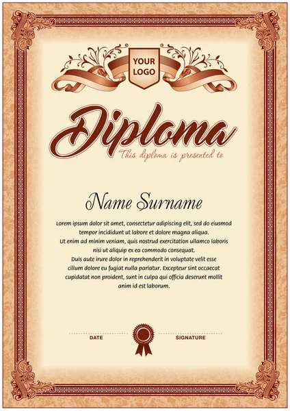 Diploma Blank Template Design Can Use Award Other Official Papers Stock ...