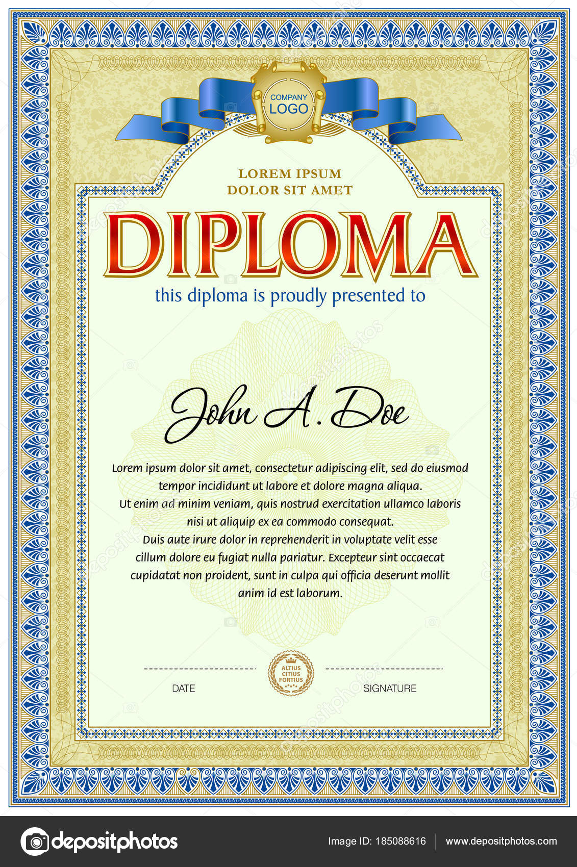 Diploma Blank Template Design Can Use Award Other Official Papers Stock ...