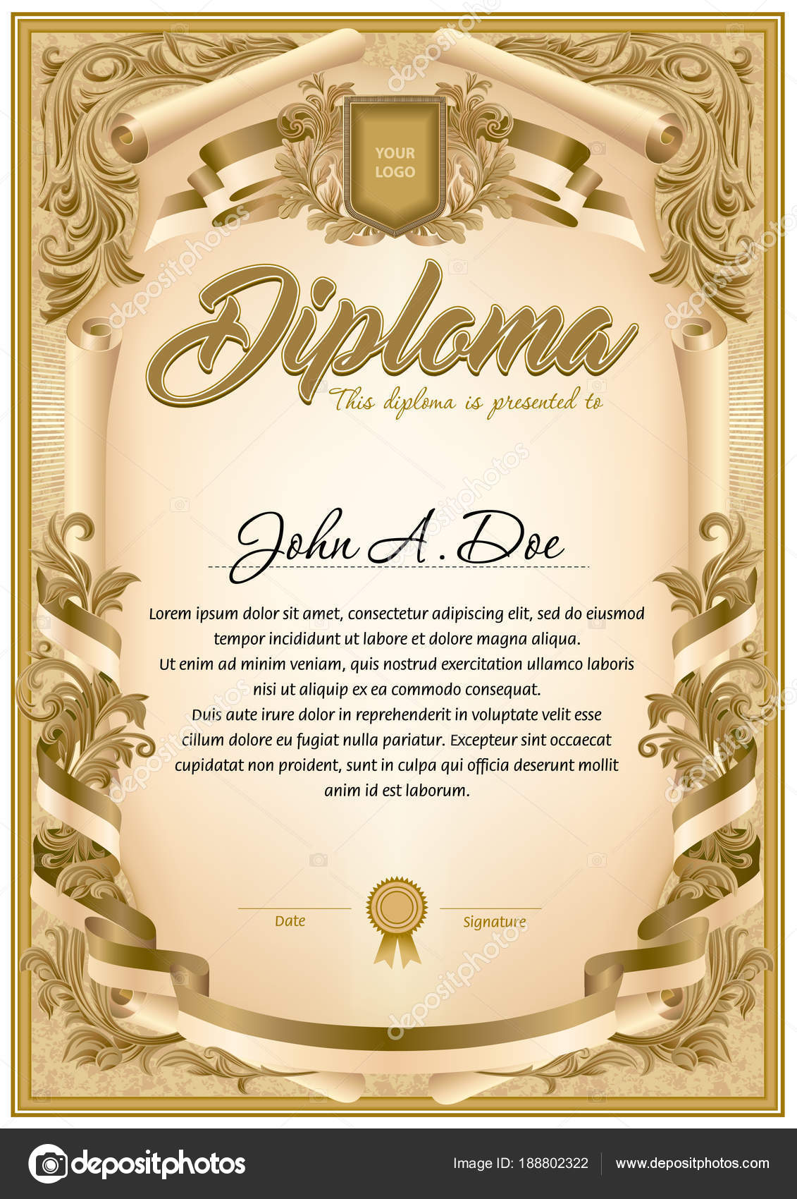 Diploma Blank Template Design Can Use Award Other Official Papers Stock ...