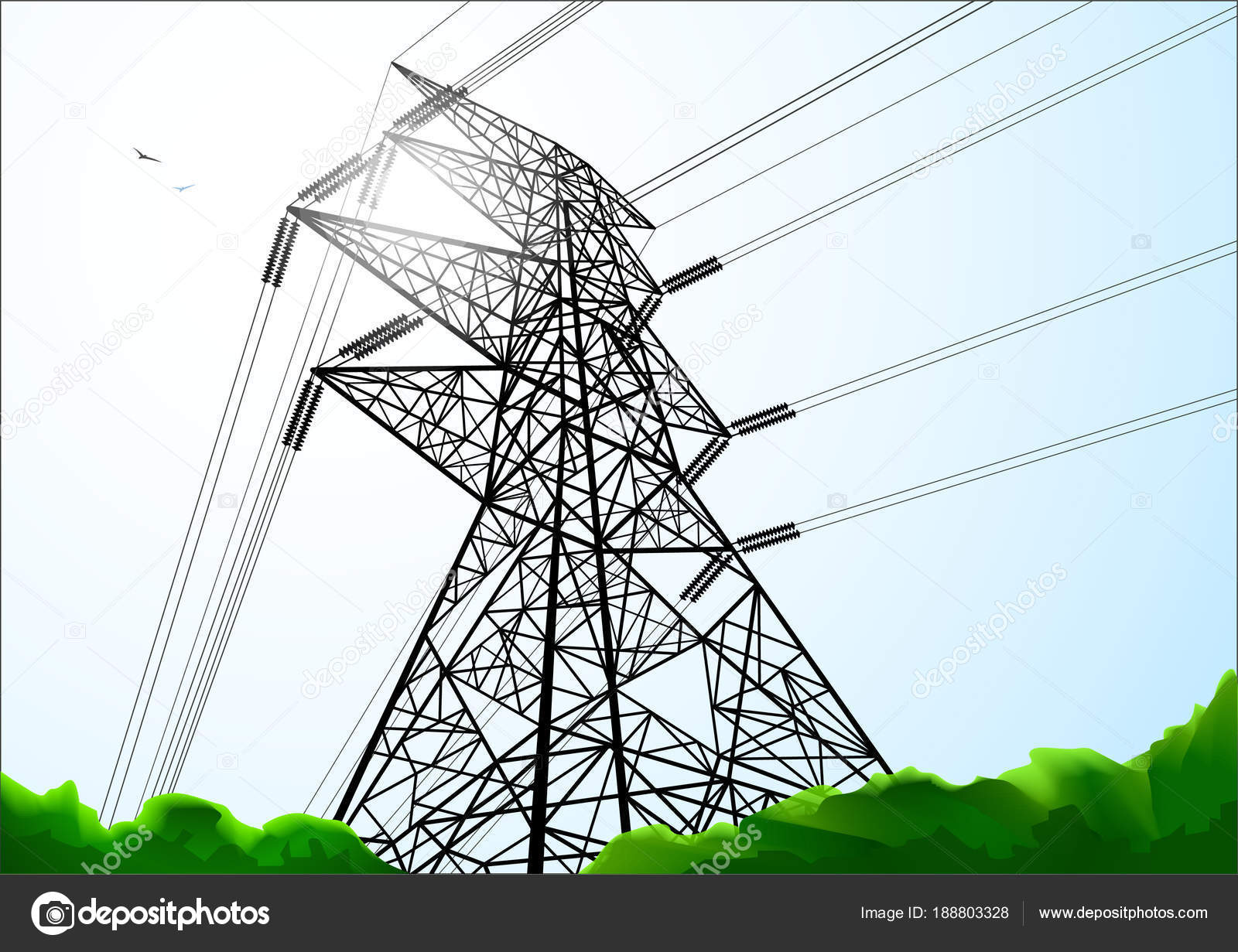 Power Line Construction Some Realistic Elements Front Stock Vector ...