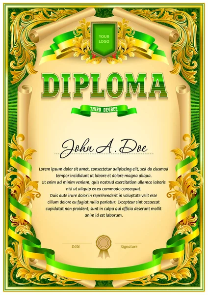 Diploma Blank Template Design Can Use Award Other Official Papers Stock ...