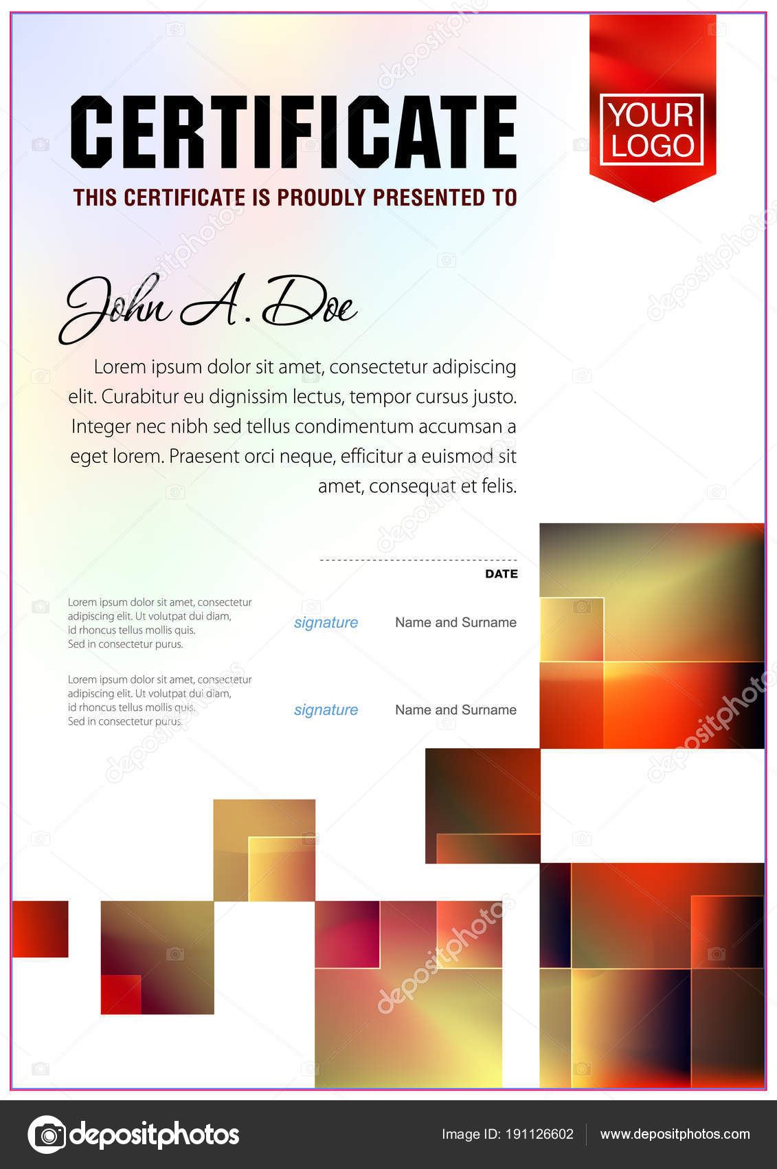 Certificate Blank Template Layout Simple Abstract Polygonal Shapes Can ...