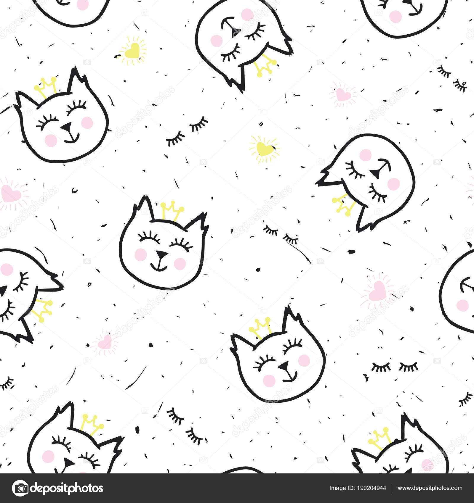 Seamless texture with funny, cute cats. Festive background for p Stock ...