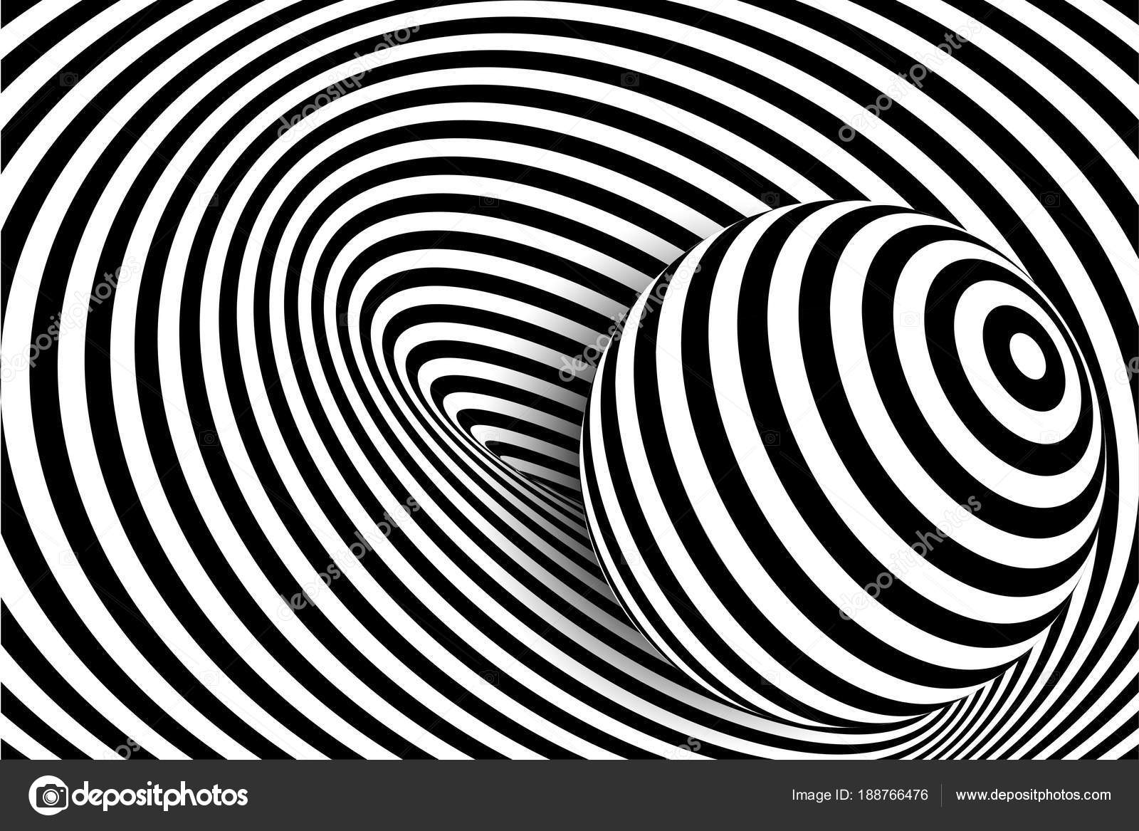 Black white 3d line distortion ball illusion Stock Vector Image by ...
