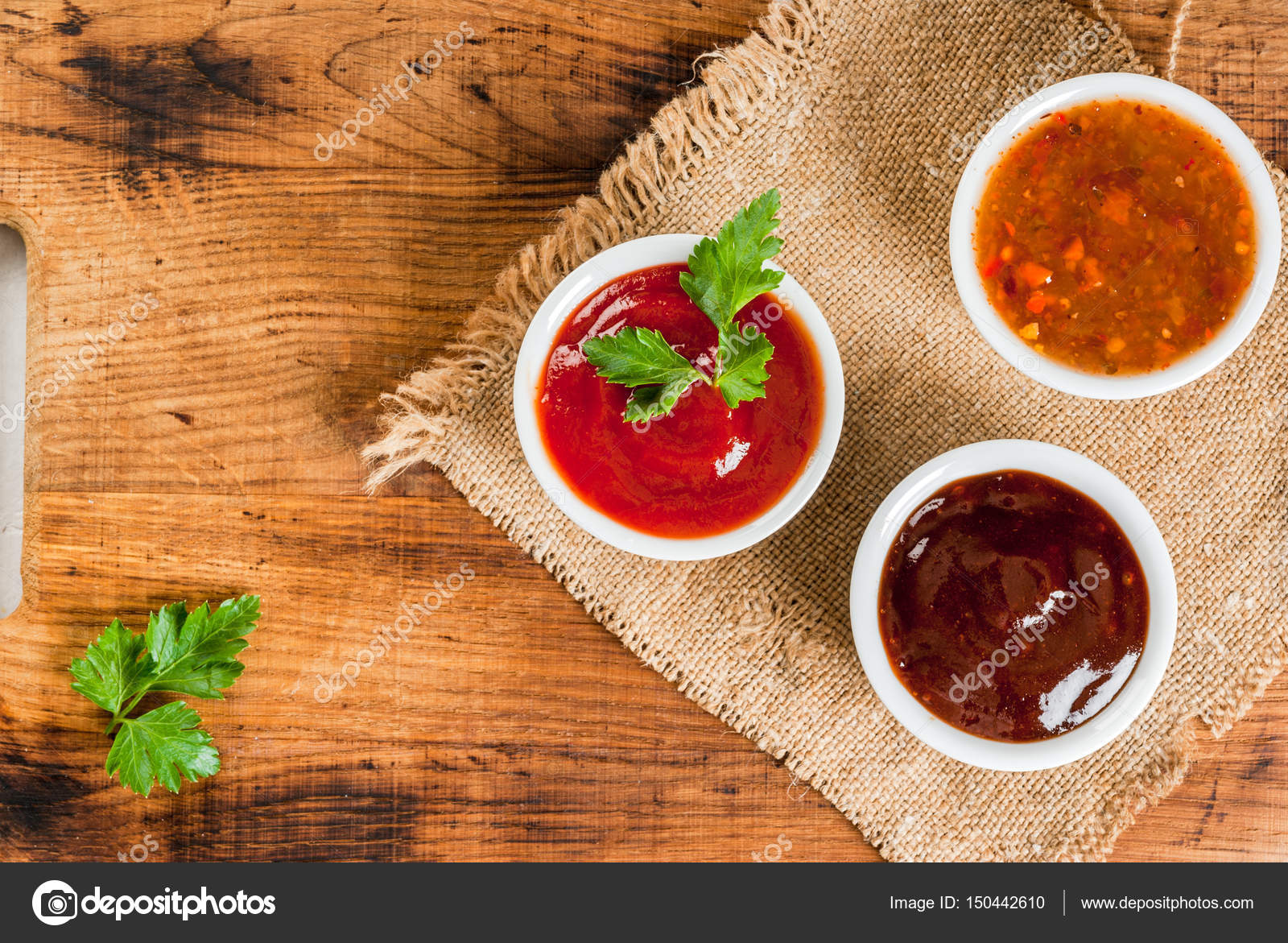 Three kinds of red tomato sauce Stock Photo by ©unixx.0.gmail.com 150442610