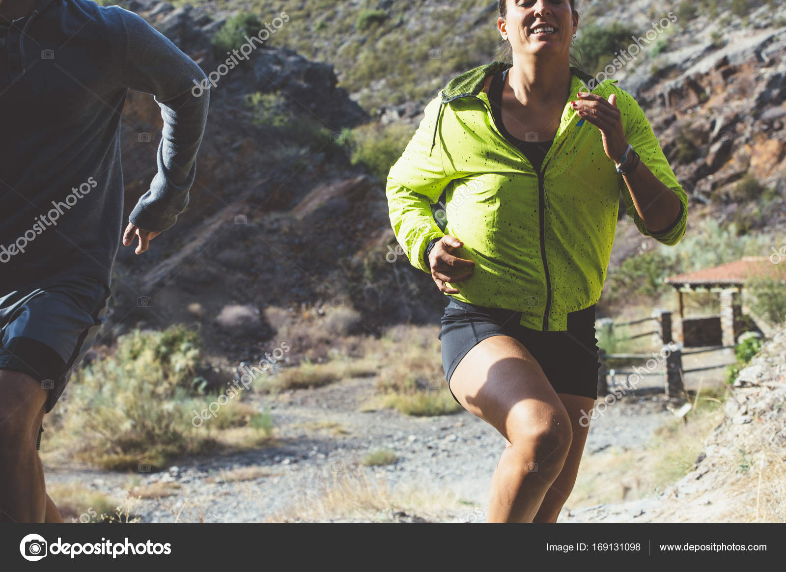 Two friends young running on the forest — Stock Photo © karrastock ...