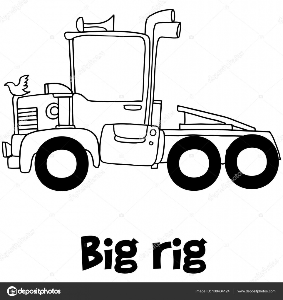 Drawings: big rig | Big rig with hand draw vector — Stock Vector ...