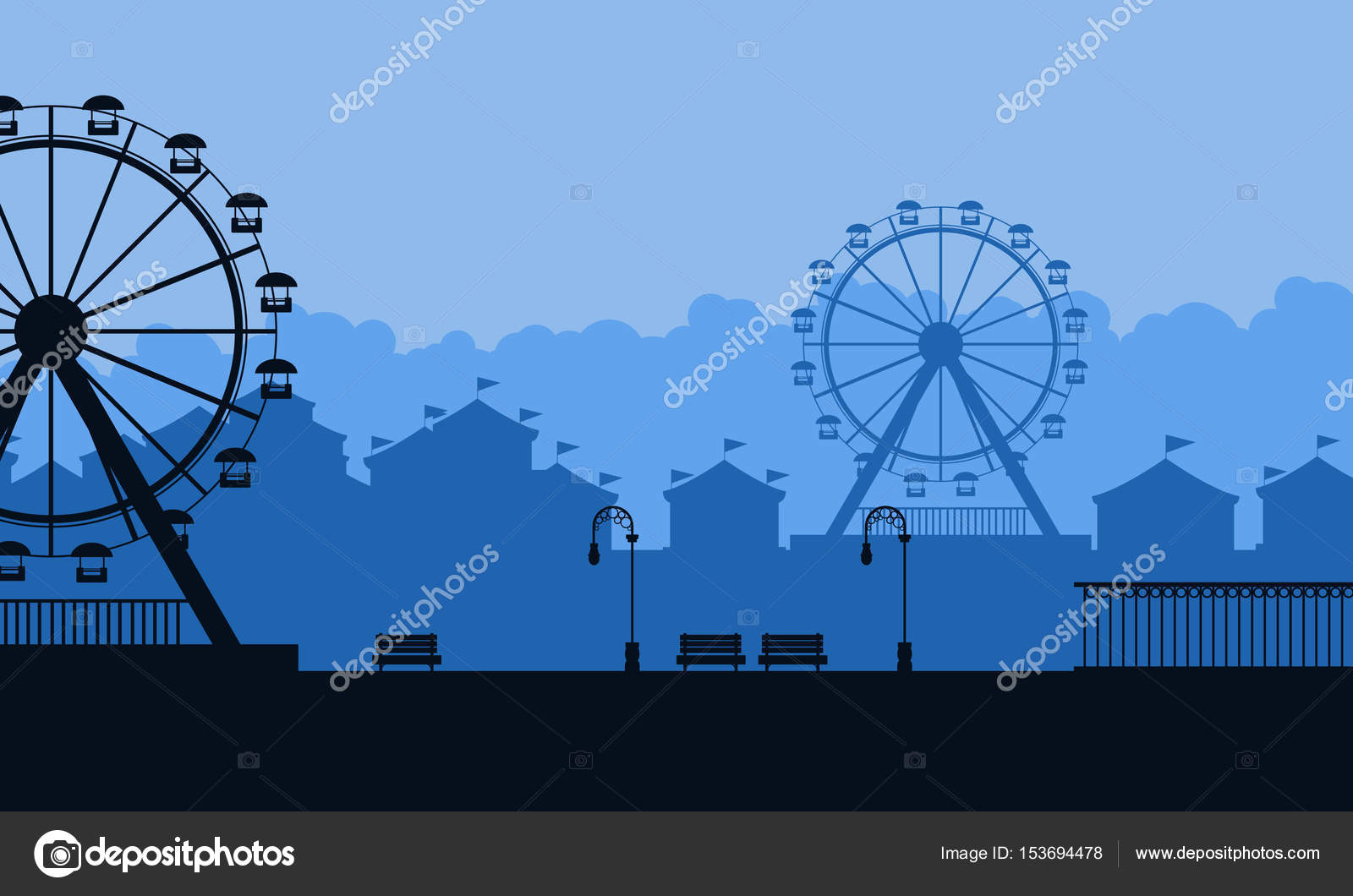 Amusement Park Silhouette Vector