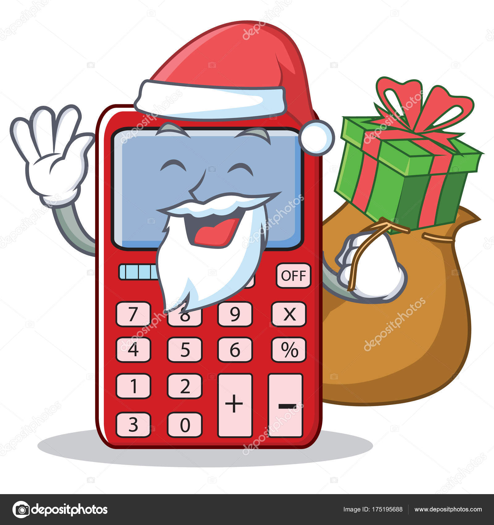 Santa with gift cute calculator character cartoon Stock Vector Image by ...