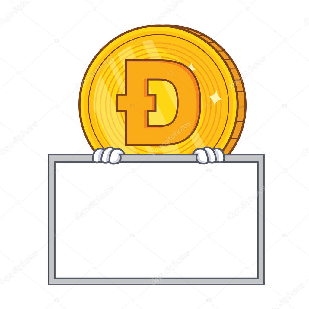 Con tablero Dodgecoin carácter estilo de dibujos animados 2024