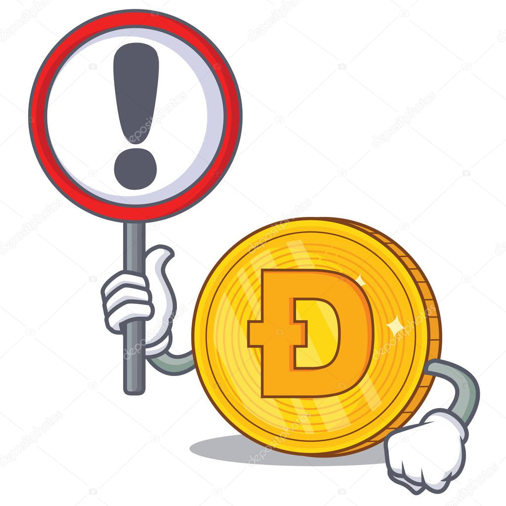 Con signo Dodgecoin carácter estilo de dibujos animados 2023