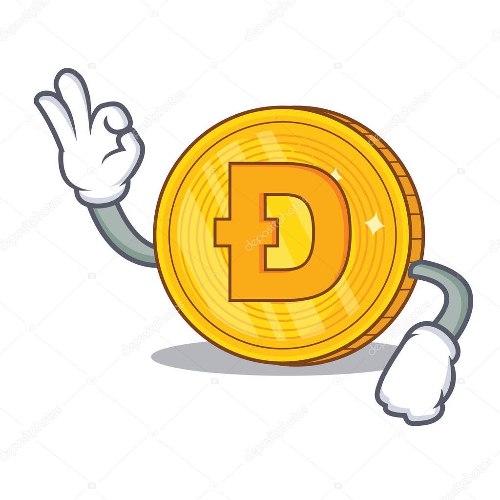 Ok Dodgecoin carácter estilo de dibujos animados 2023
