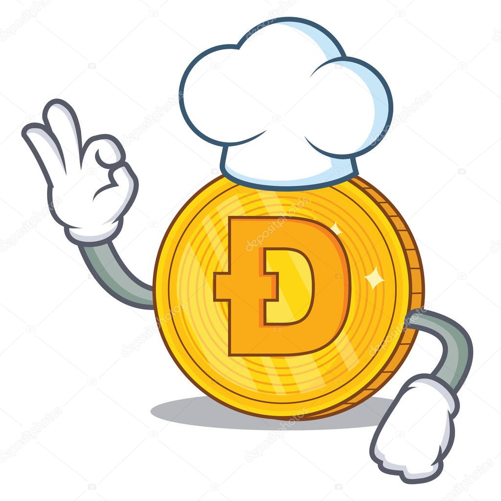 Chef Dodgecoin carácter estilo de dibujos animados 2023