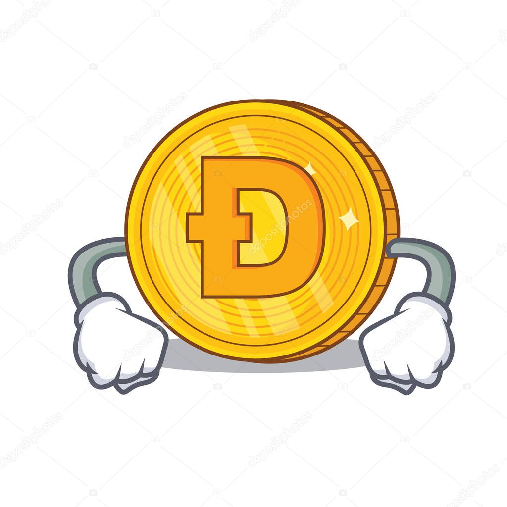 Enojado Dodgecoin carácter estilo de dibujos animados 2023