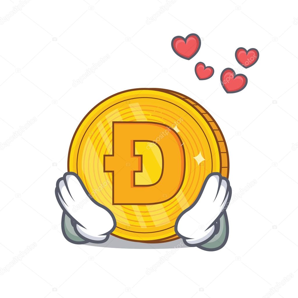 En el amor Dodgecoin carácter estilo de dibujos animados 2024