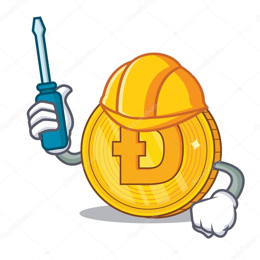 Automotriz Dodgecoin carácter estilo de dibujos animados 2023