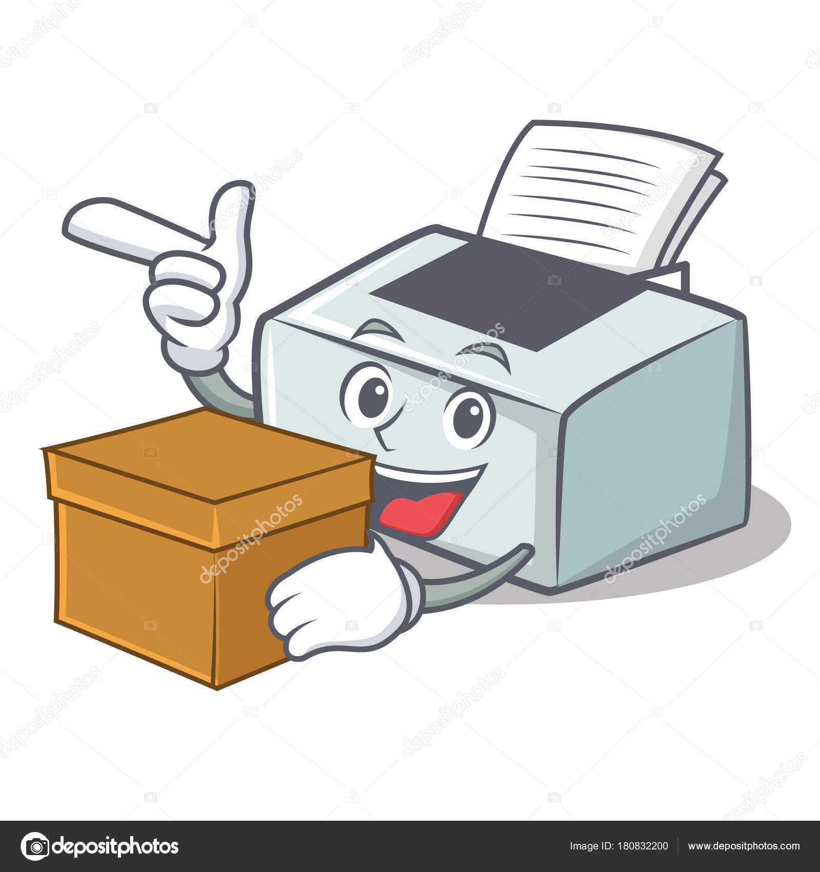 Con la caja de la impresora carácter estilo de dibujos animados vector ...