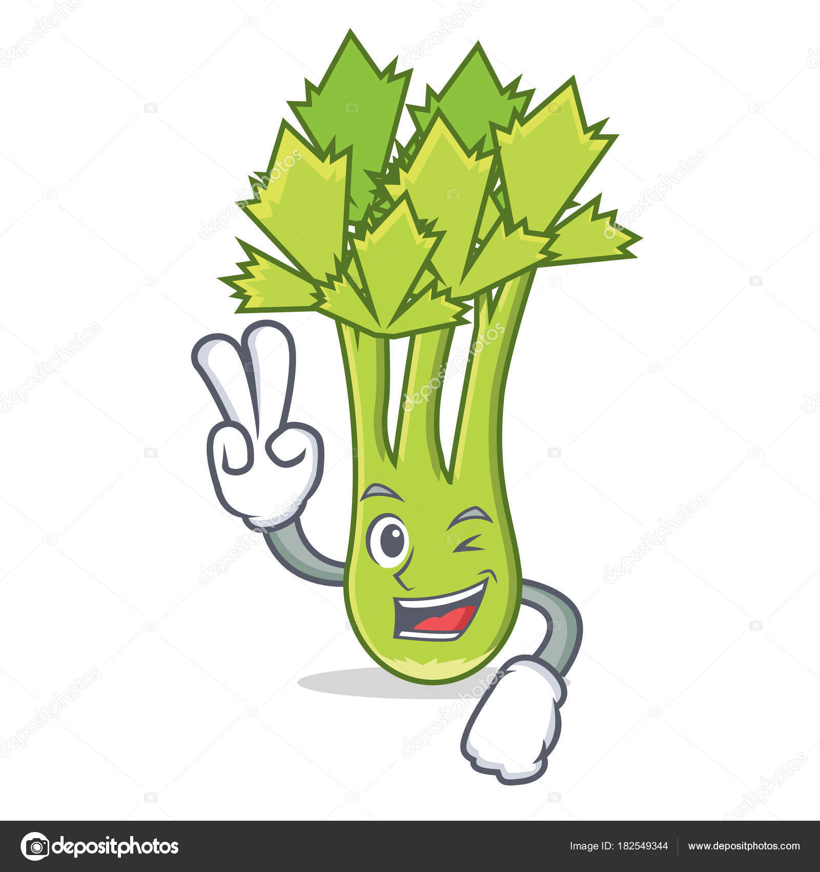 Dos dedos de apio personaje de dibujos animados estilo vector, gráfico ...