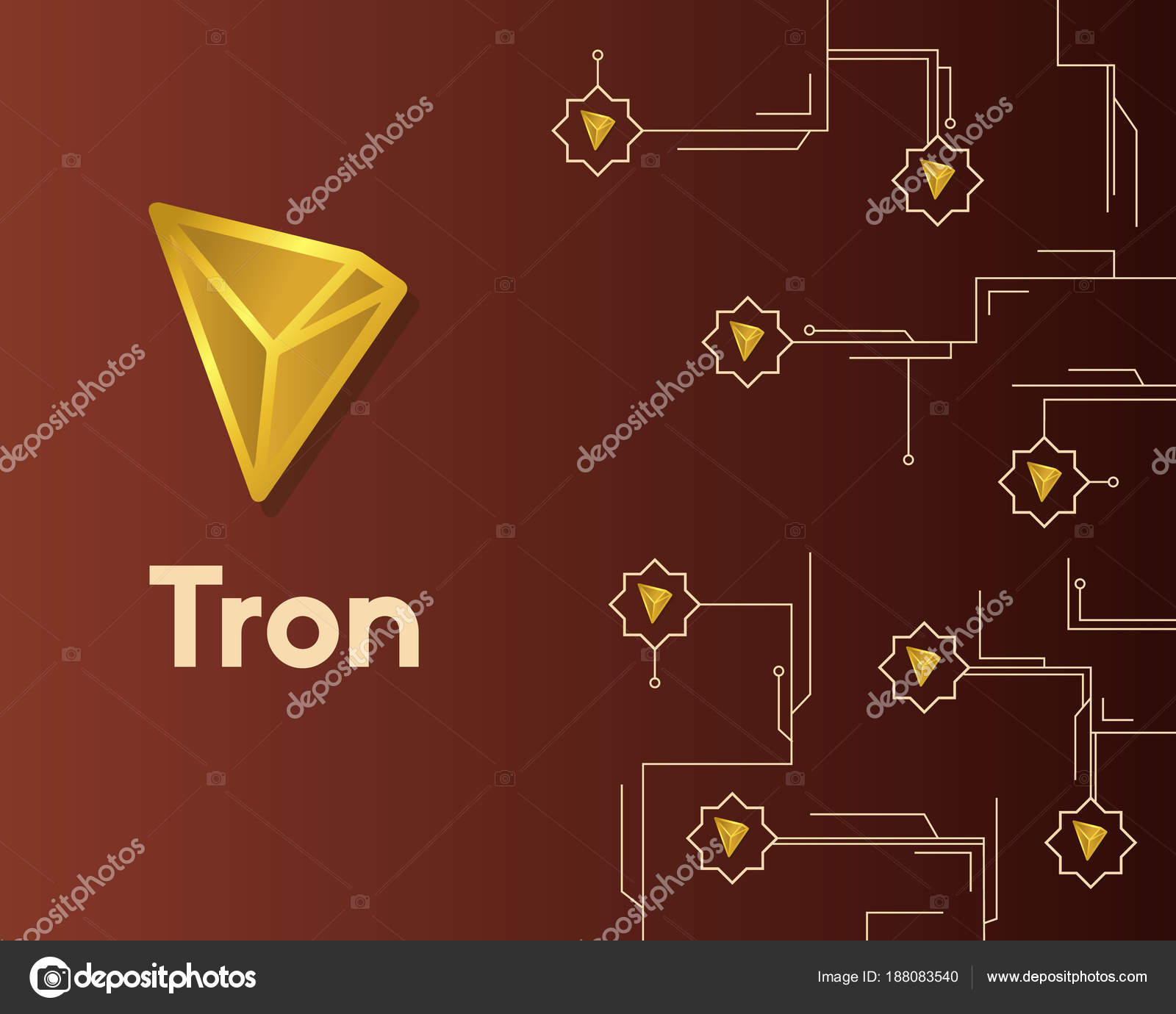 Cryptocurrency tron blockchain circuit technology background Stock Vector Image by ©kongvector ...