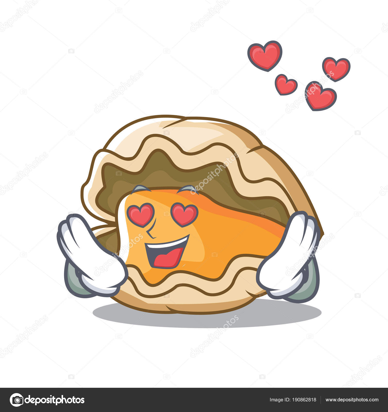 Enamorado ostra mascota de dibujos animados estilo Vector de stock por ...