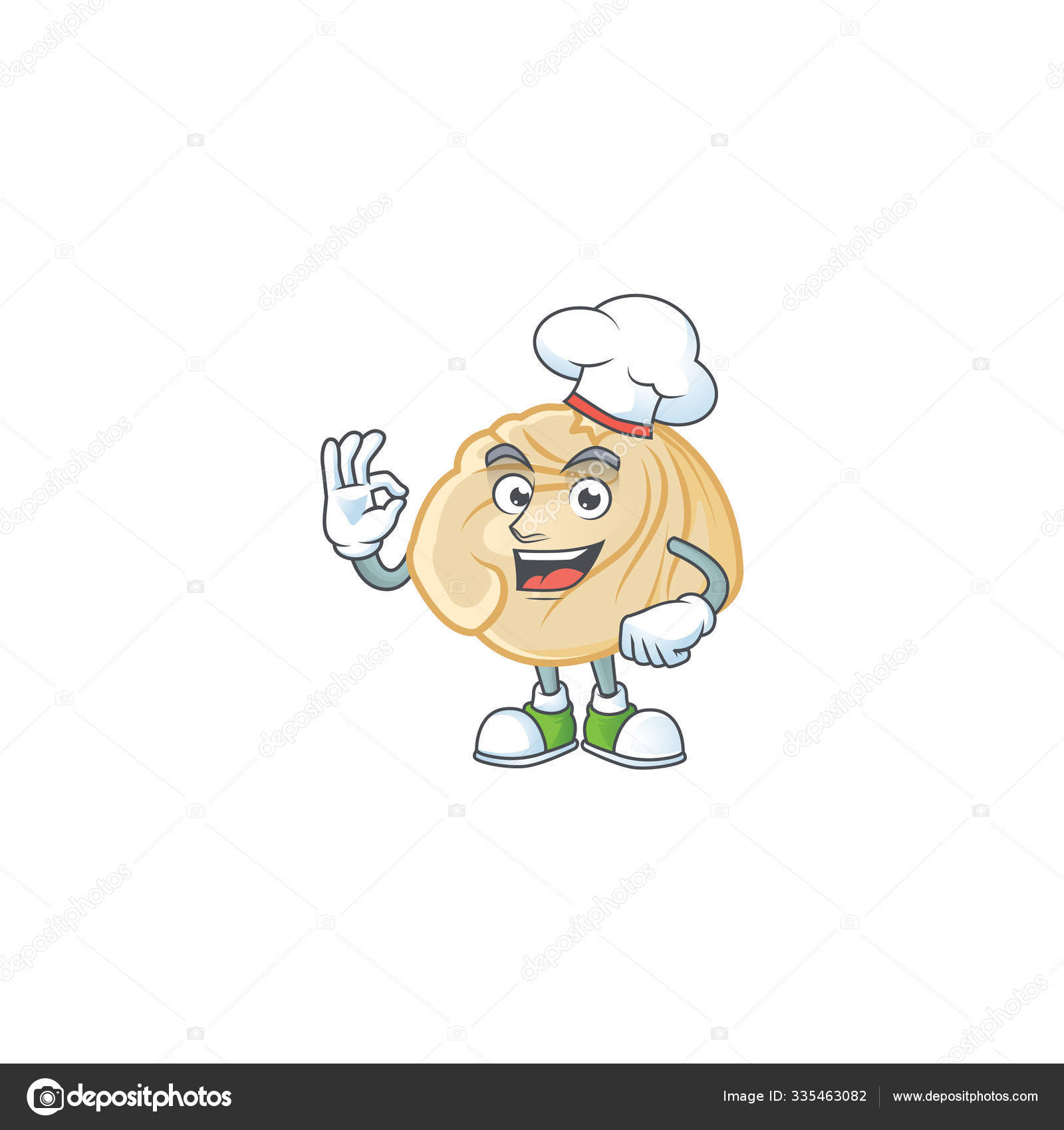Dumpling cartoon character wearing costume of chef and white hat Stock ...