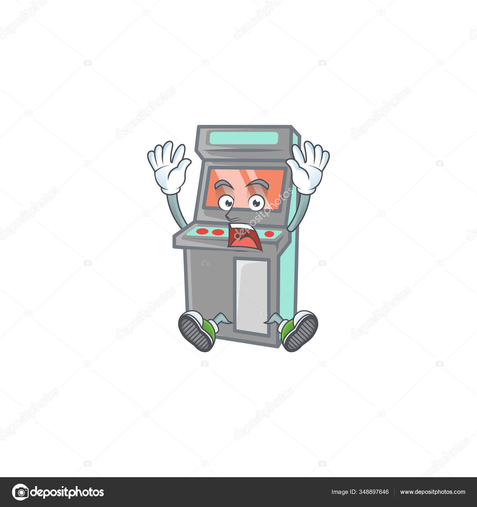 Picture Arcade Game Machine Cartoon Design Shocking Gesture Vector ...