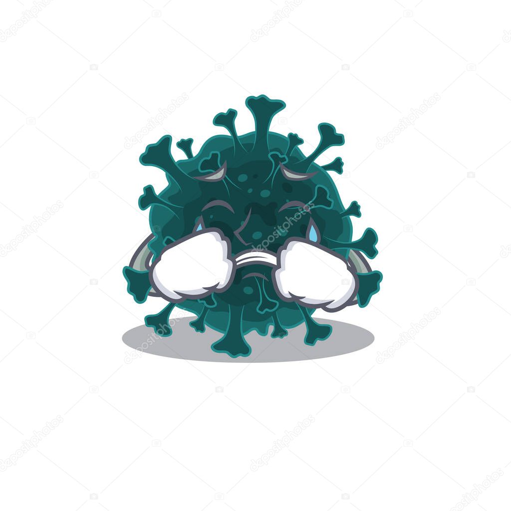 A Crying coronavirus COVID 19 estilo de diseño de la mascota de dibujos ...