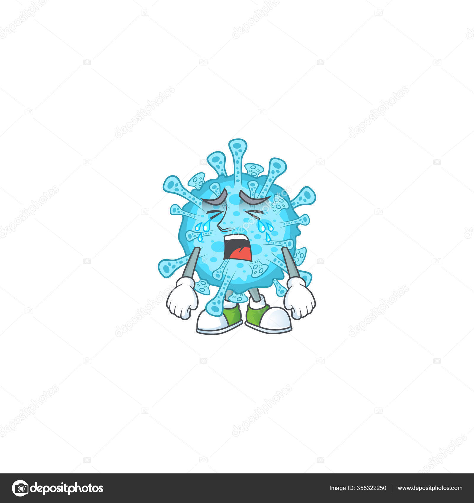 A Crying face of fever coronavirus cartoon character design — Stock ...